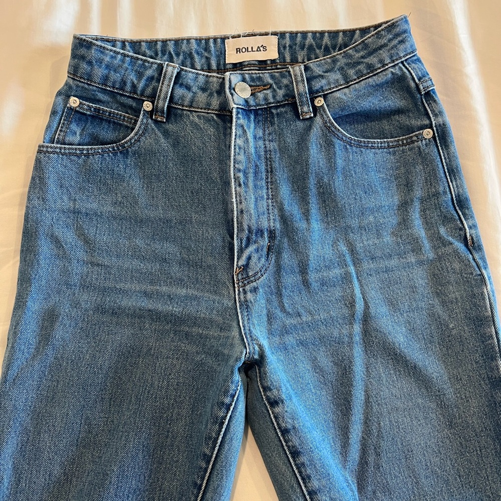 Rolla’s Original Straight Blue High Rise Cropped Jeans - Gem